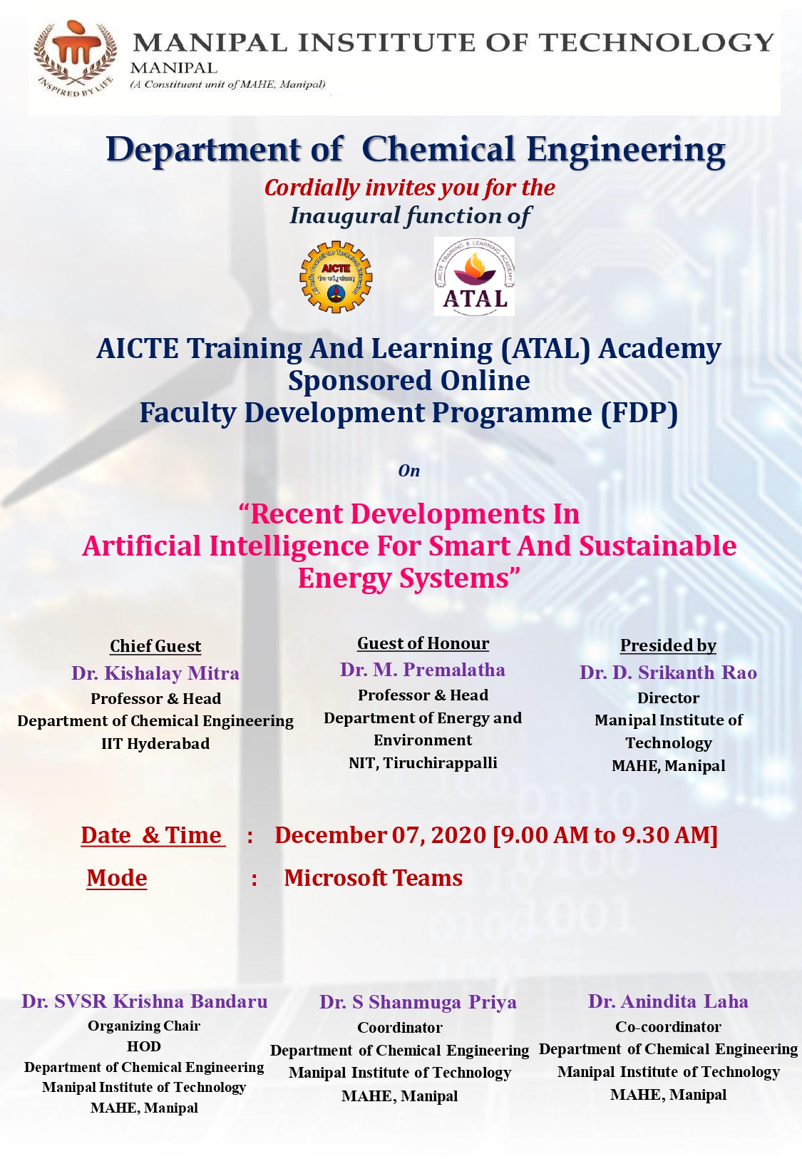 AICTE-ATAL sponsored online FDP on Artificial Intelligence AICTE-ATAL sponsored online FDP on Artificial Intelligence